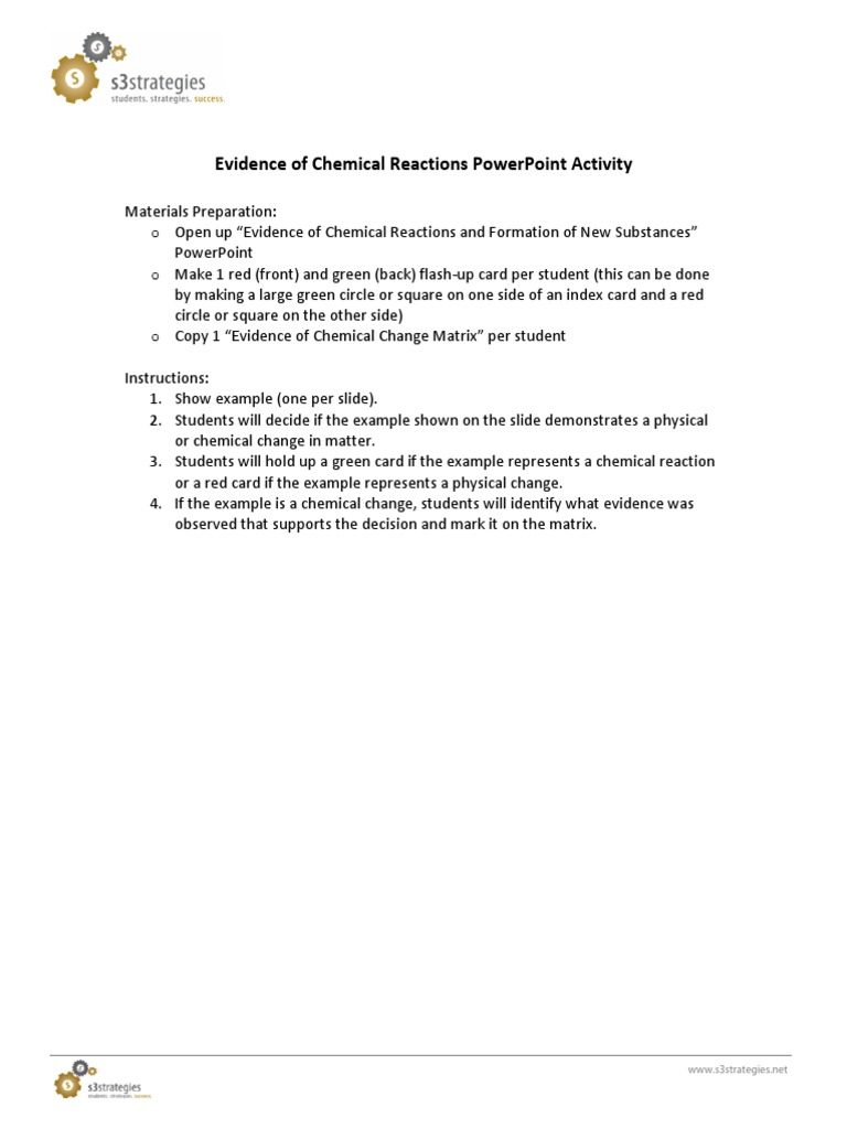 Chemical Reactions PowerPoint Activity | PDF | Chemical Substances ...