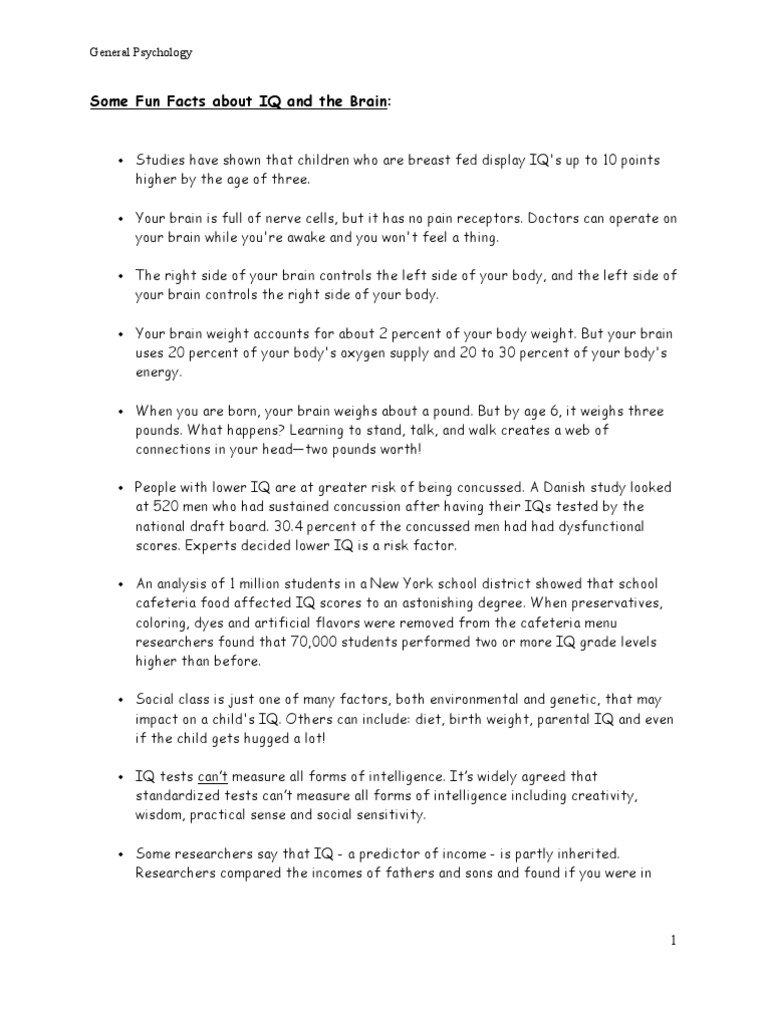 Some Fun Facts About IQ and The Brain | PDF | Intelligence Quotient ...