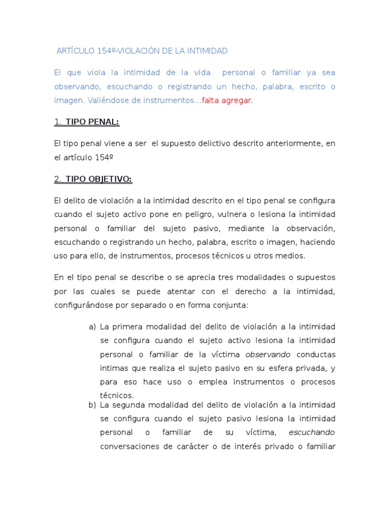 Delito de Violación A La Intimidad | PDF | Violación | Derecho penal