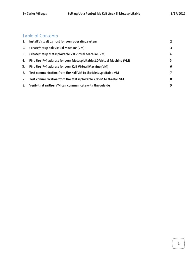 Tutorial To Setup A Metasploitable and Kali Linux | PDF | Virtual ...