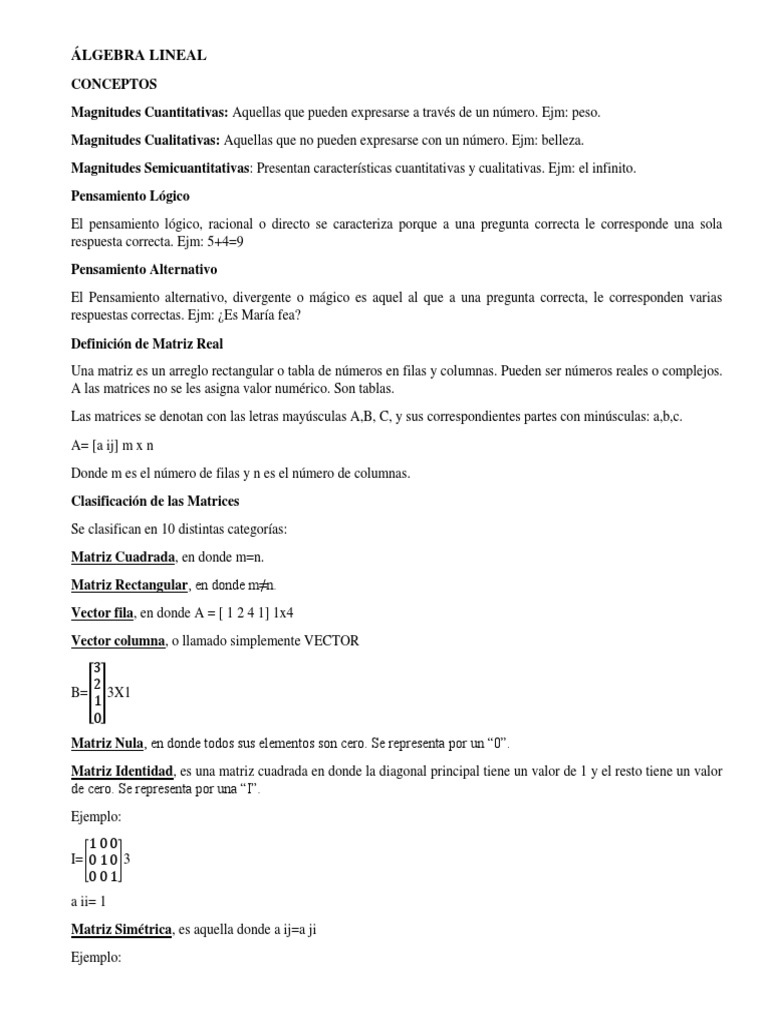 Álgebra Lineal: Matrices y Determinantes | PDF | Determinante | Matriz ...