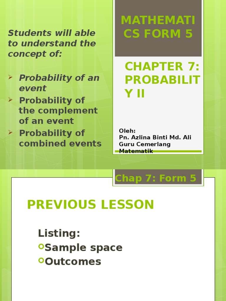 Probability II Form 5 | PDF | Probability | Applied Mathematics