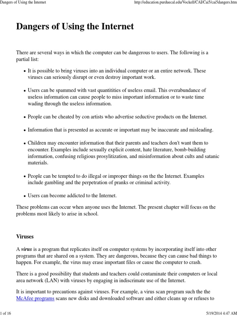 Dangers of Using The Internet | PDF | Email Spam | Spamming