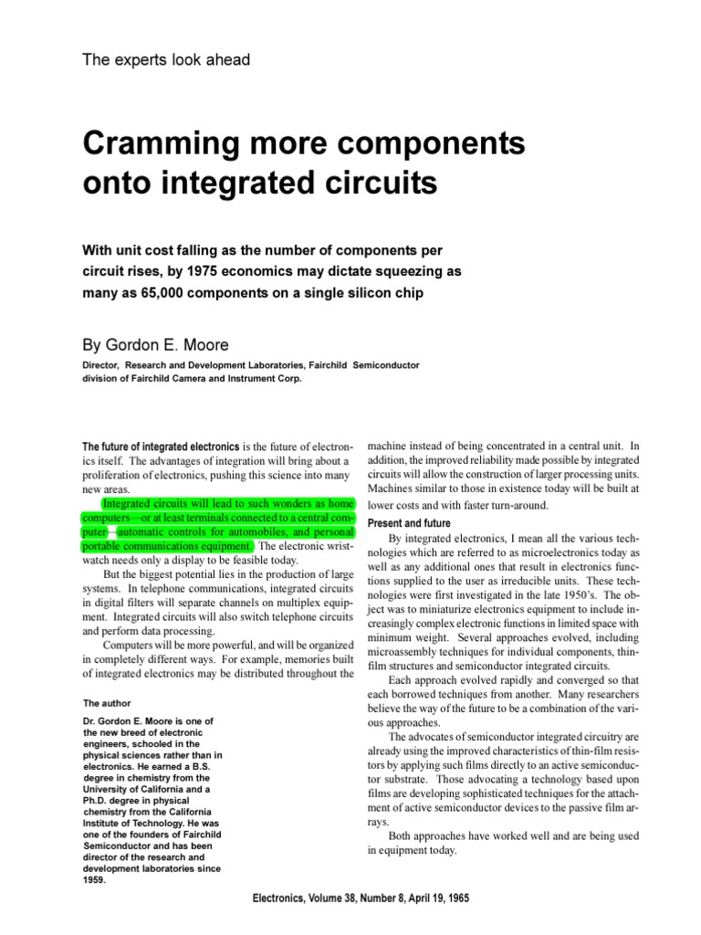 Gordon Moore 1965 "Moore's Law" Article | Download Free PDF | Integrated Circuit | Electronics