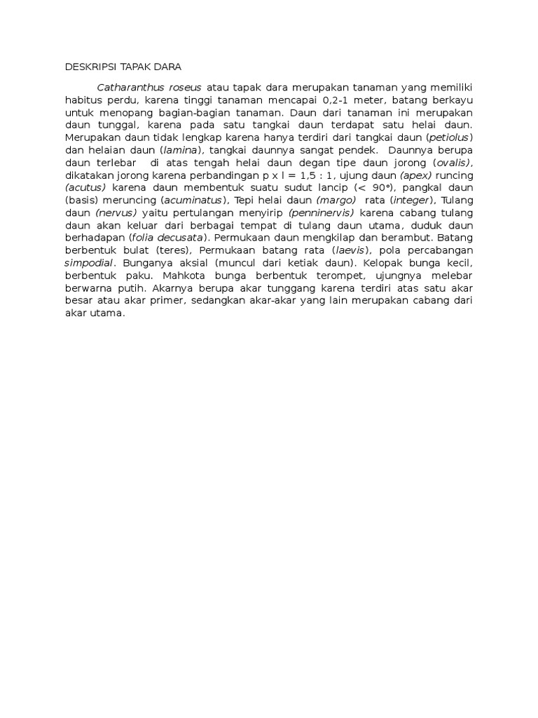 Deskripsi Tapak Dara | PDF