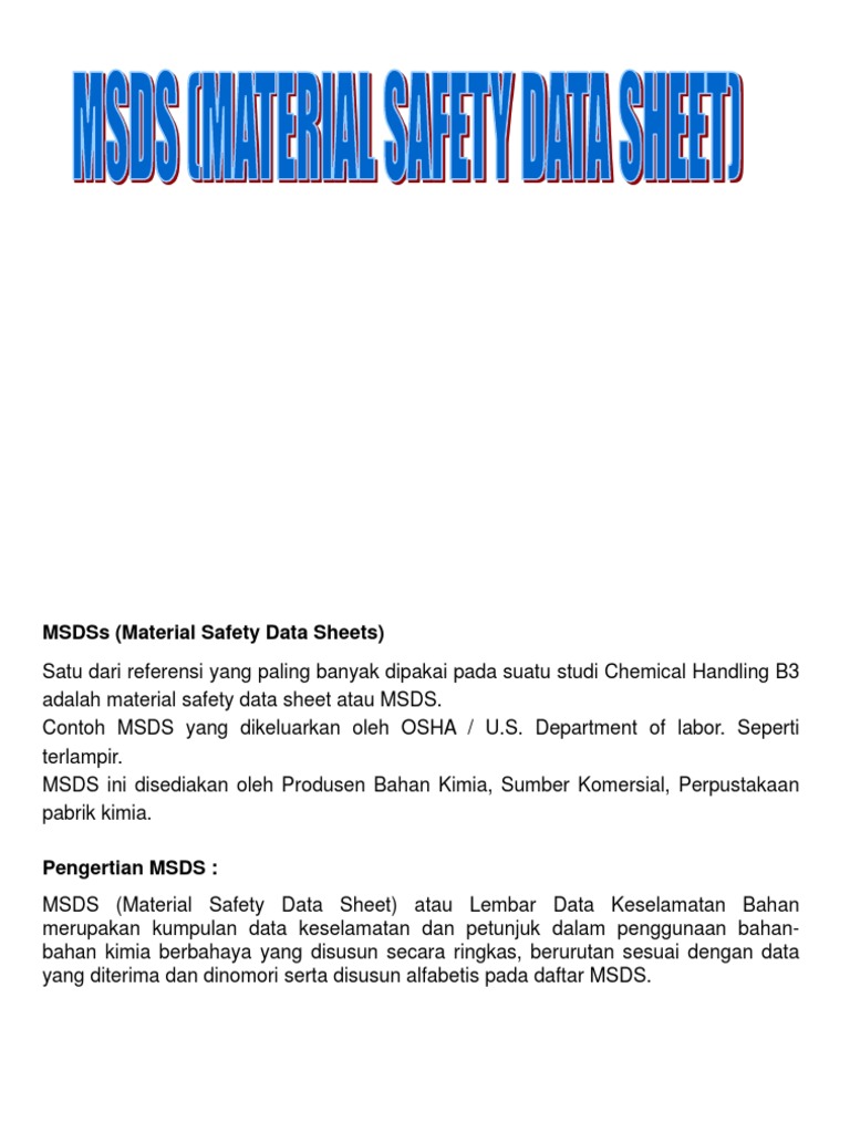 Panduan Lengkap MSDS dan Keamanan B3 | PDF | Pengembangan Diri | Sains ...