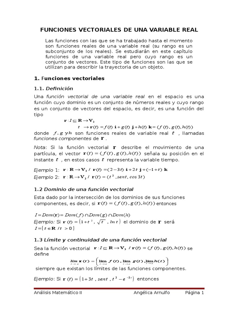 Funciones Vectoriales | PDF | Curva | Vector Euclidiano