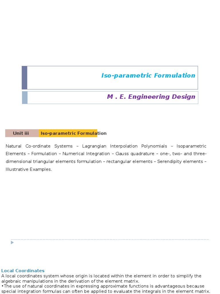 Isoparametric Element Formulation in FEA | PDF | Integral | Finite ...
