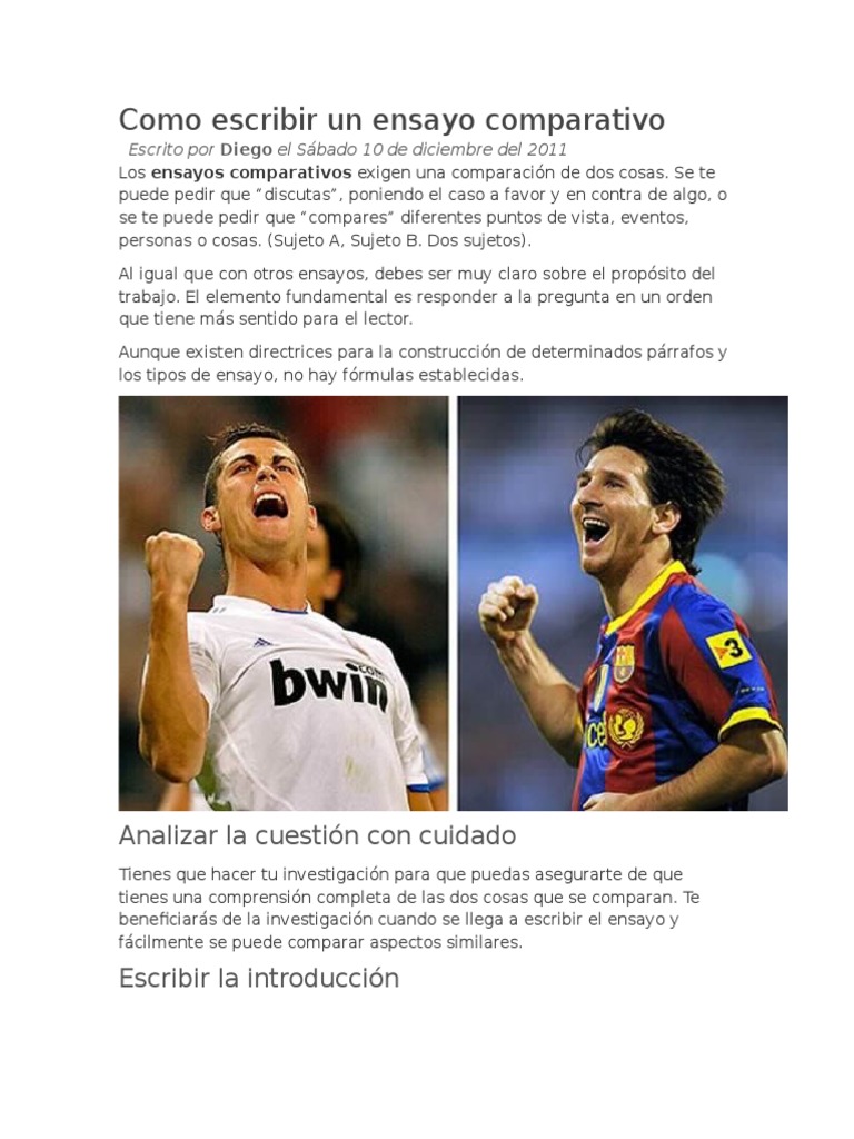 Como Escribir Un Ensayo Comparativo | Lionel Messi | Ensayos