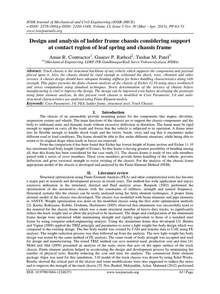 Ladder Frame Chassis Design Analysis | PDF | Finite Element Method ...