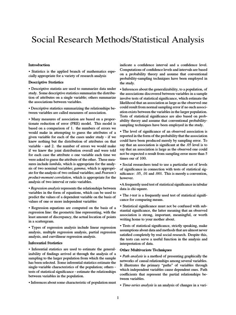 Social Research Stats Guide | PDF | Statistics | Regression Analysis
