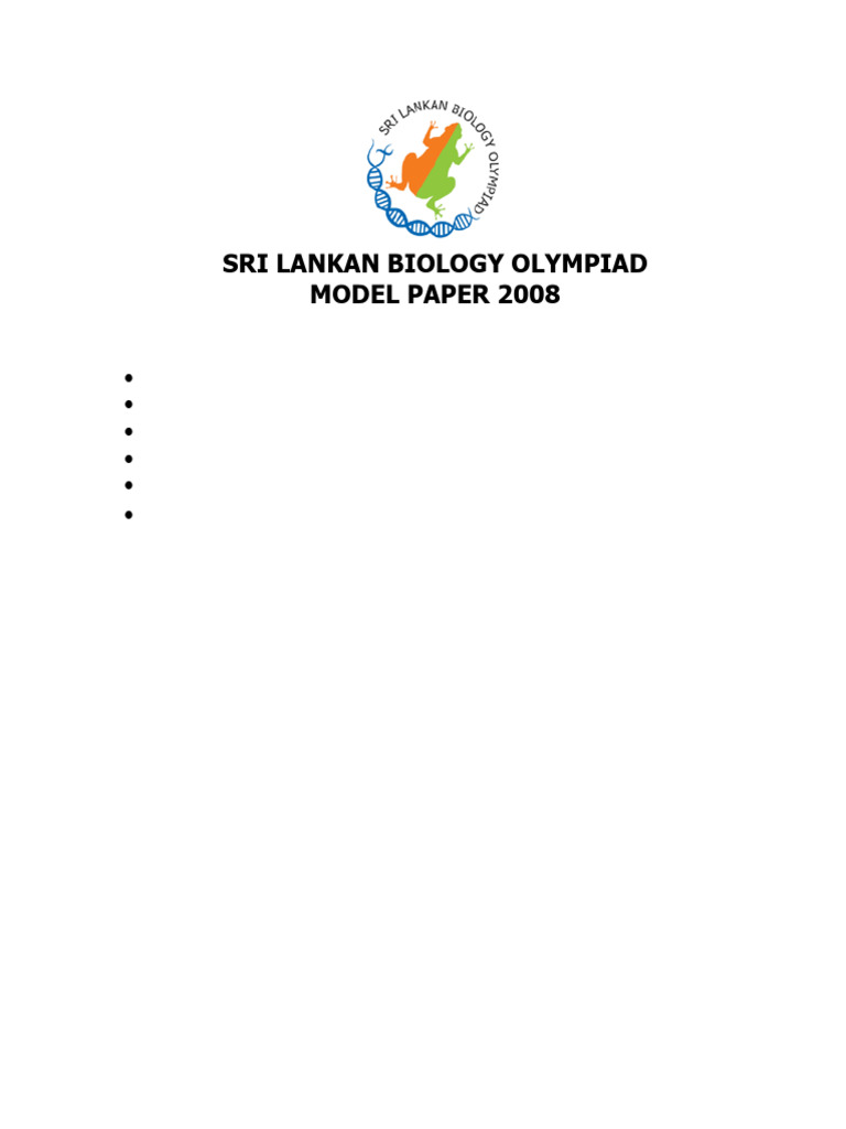 Sri Lankan Biology Olympiad 2008 | PDF | Luteinizing Hormone | Proteins