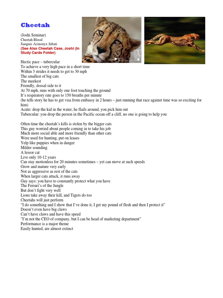 Cheetah: Cheetah Blood Sanguis Acinonyx Jubati | PDF