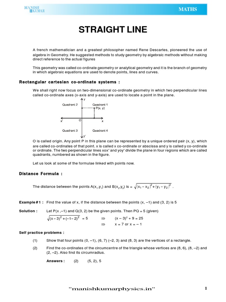 Straight Line | PDF | Line (Geometry) | Analytic Geometry