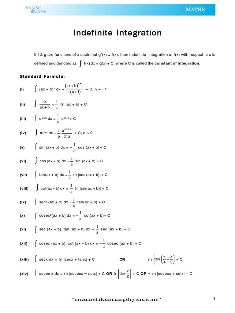 Indefinite Integration | PDF | Fraction (Mathematics) | Calculus