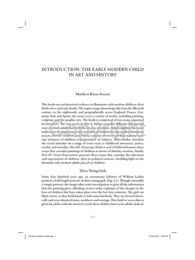Introduction To The Early Modern Child in Art and History | PDF ...