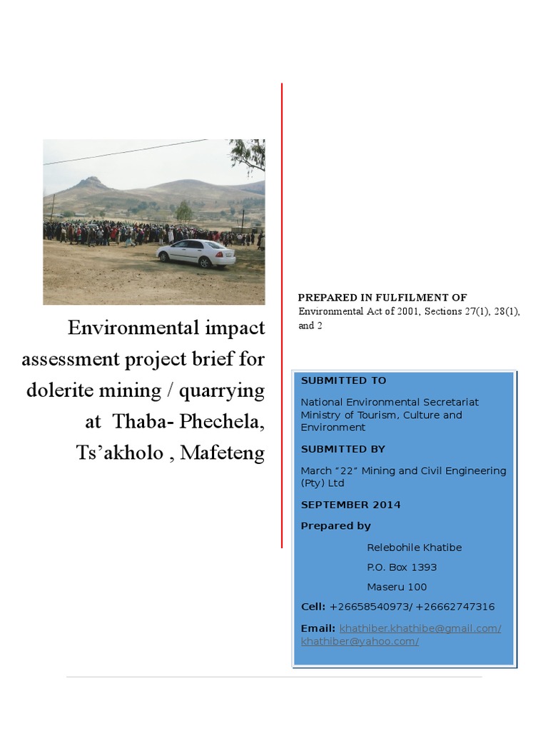 Environmental Impact Assessment Project Brief For Dolerite Mining Intro ...
