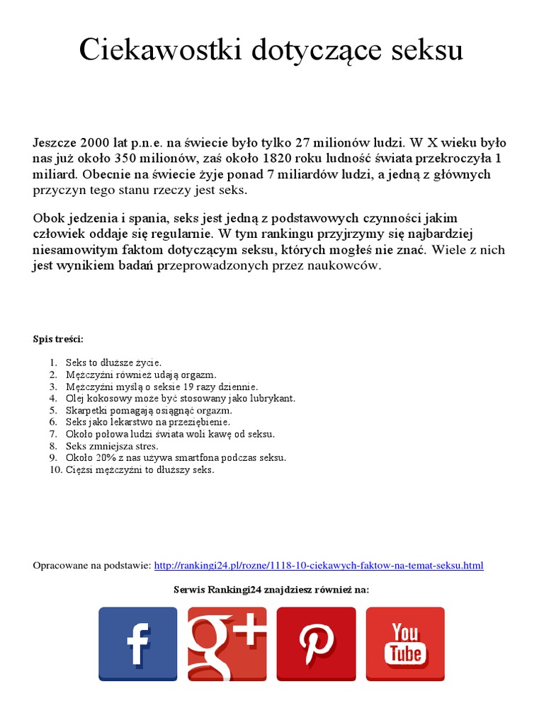 Pikantne Ciekawostki Na Temat Seksu | PDF