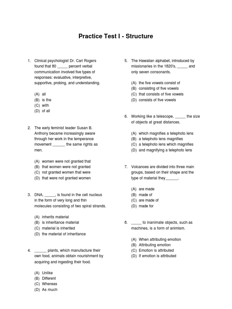 Practice Test I - Structure Analysis | PDF | Nature