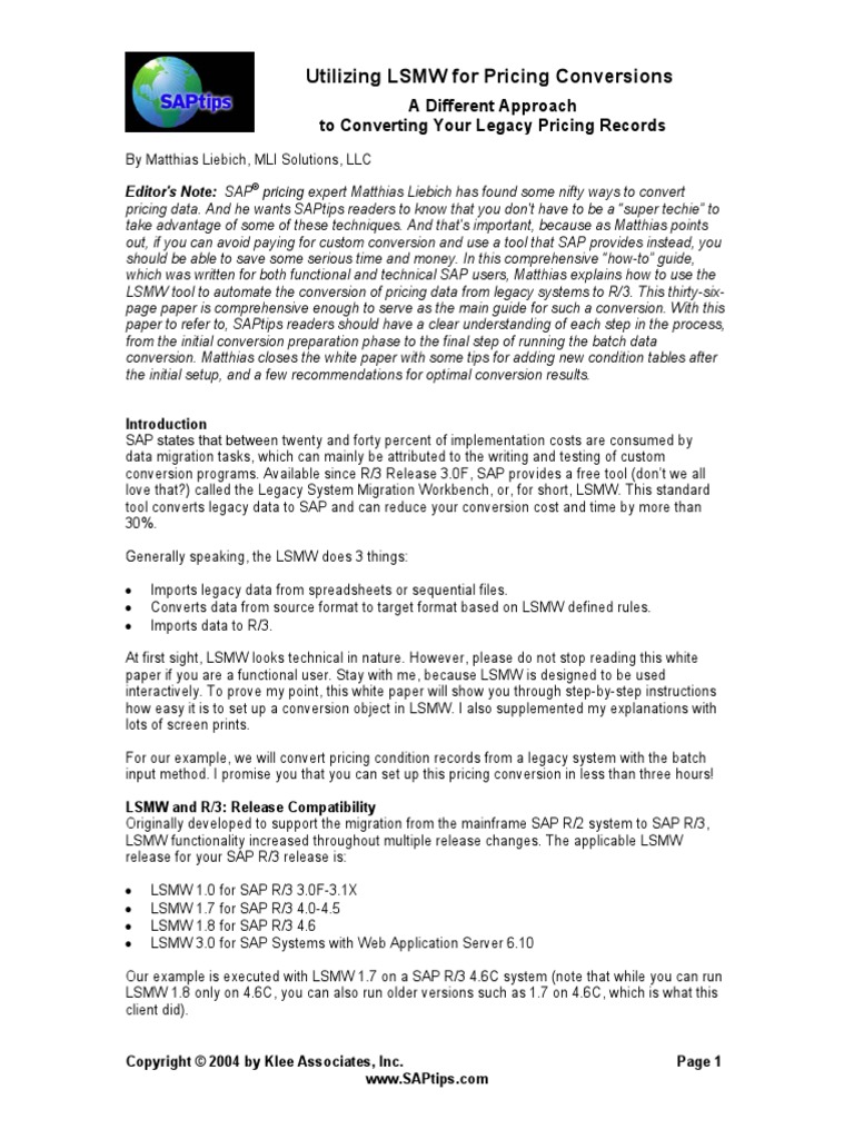 LSMW Introduction | Download Free PDF | File Format | Computer File