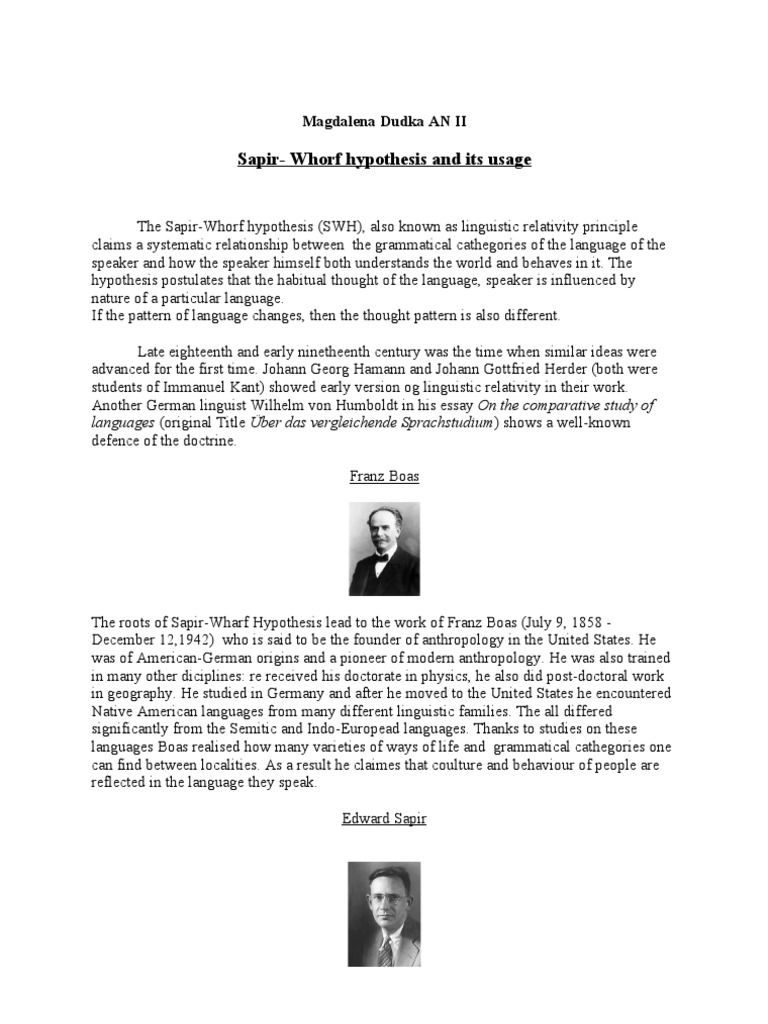 Sapir Whorf Hypothesis | Linguistics | Cognitive Science