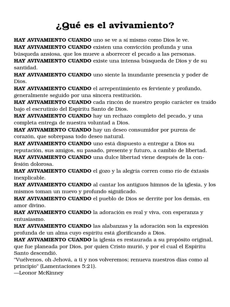 Qué Es El Avivamiento | PDF | Denominación Cristiana | protestantismo