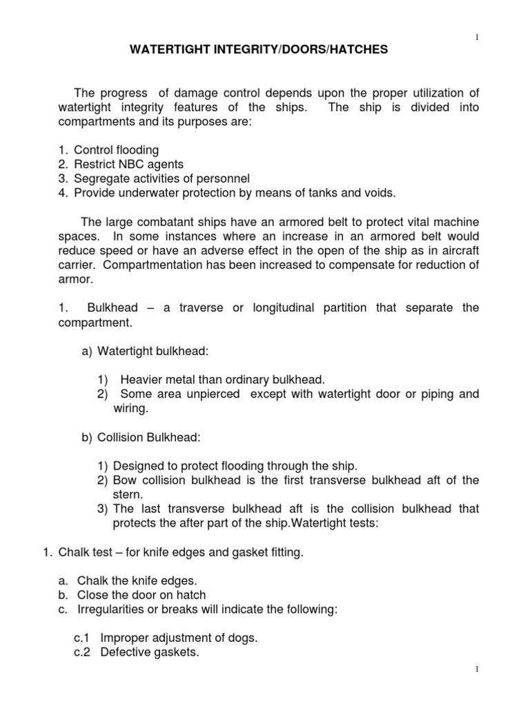 Watertight Integrity | Ships | Watercraft
