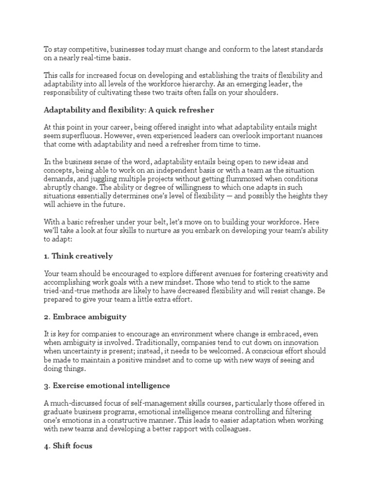 Cultivating Adaptability and Flexibility in the Workforce: Four Skills ...