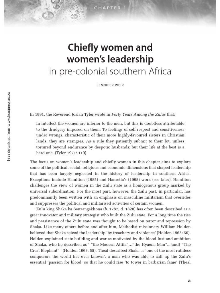 Women in South African History - Chapter 1 - Chiefly Women and Women's ...