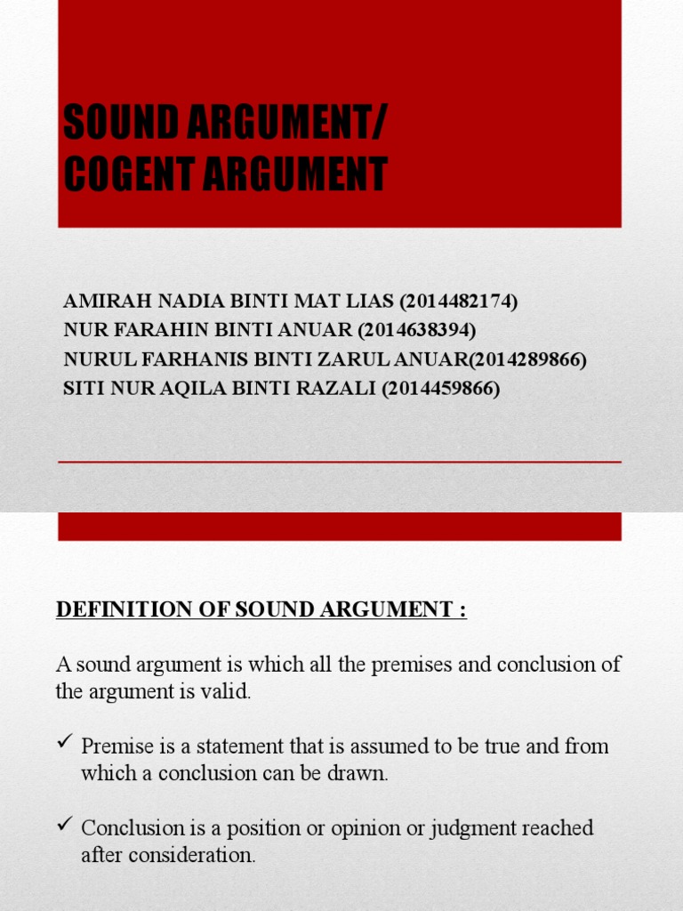 Sound Argument and Cogent Argument | PDF | Validity | Argument