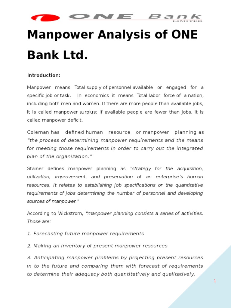 Manpower Analysis of ONE Bank LTD | PDF | Human Resources | Banks