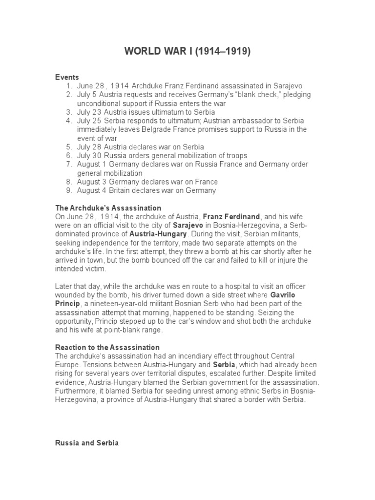 The Spark that Ignited World War I: An Analysis of the Events Leading ...