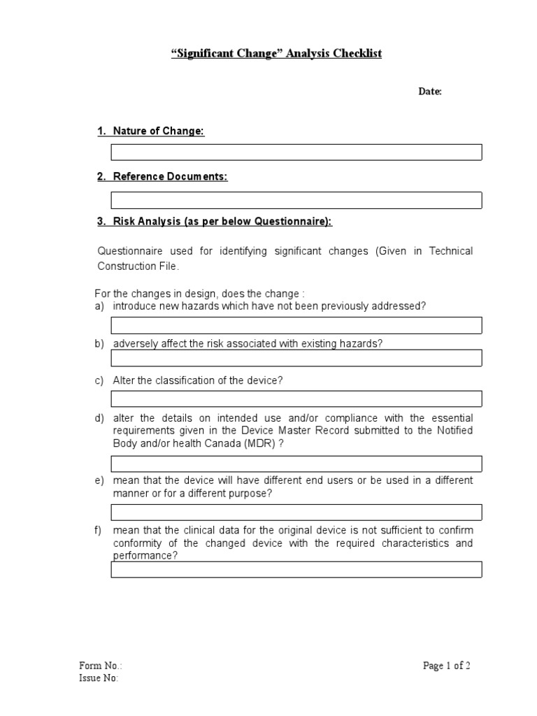 "Significant Change" Analysis Checklist: Date | PDF | Technology ...