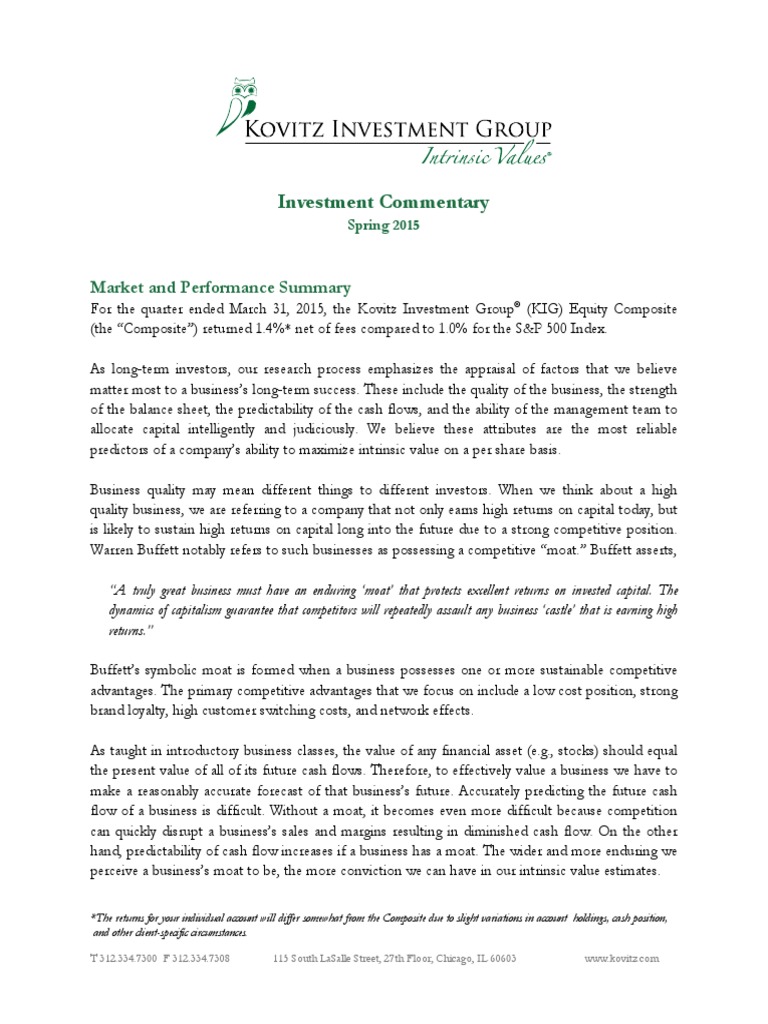 Investment Commentary: Market and Performance Summary | PDF | Exchange ...