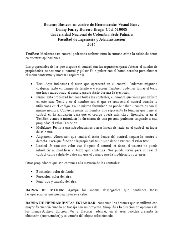 Botones Básicos en Cuadro de Herramientas Visual Basic | PDF | Básico | Point and Click