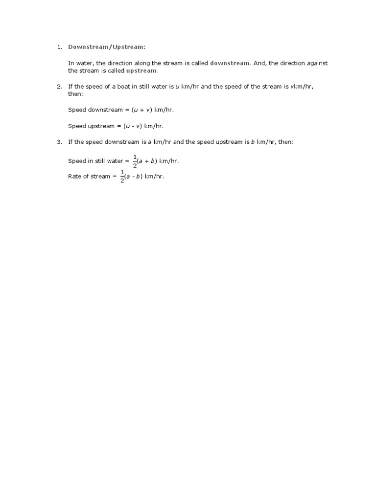 Understanding Downstream and Upstream Speeds | PDF | Science & Mathematics