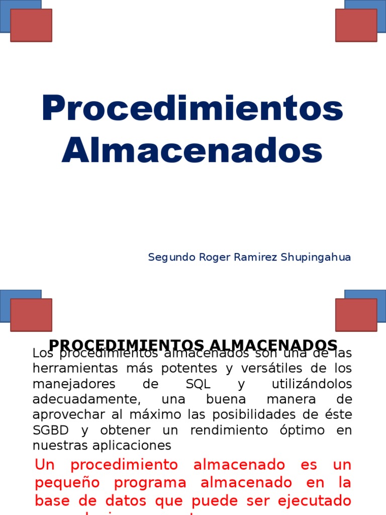 Procedimientos Almacenados | PDF | Bases de datos | SQL