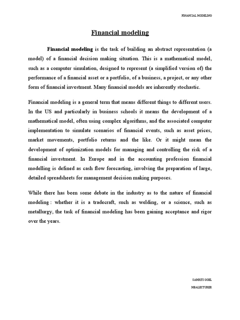 Financial Modeling | PDF | Financial Modeling | Valuation (Finance)