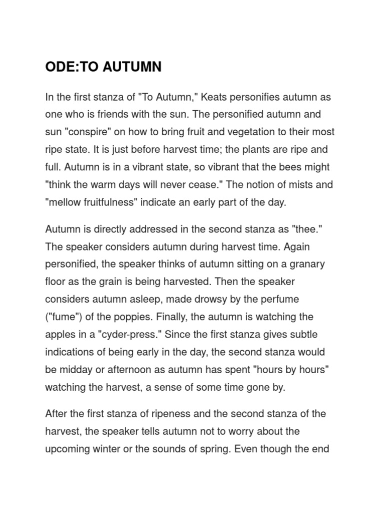 ODE To Autumn | PDF | Poetry