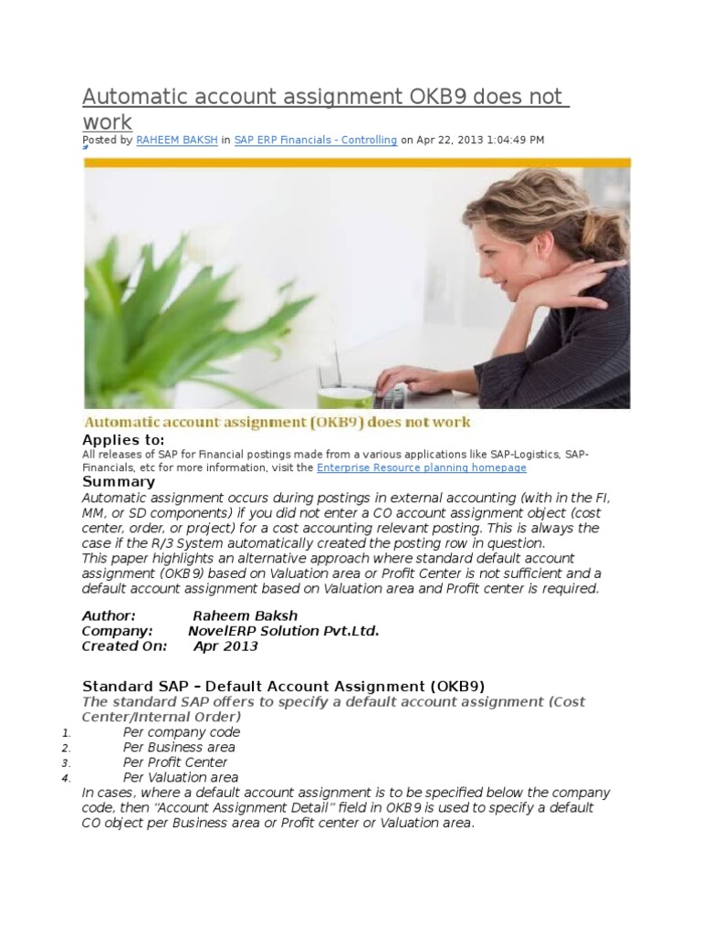 Automatic Account Assignment OKB9 Does Not Work1 | PDF | Valuation ...