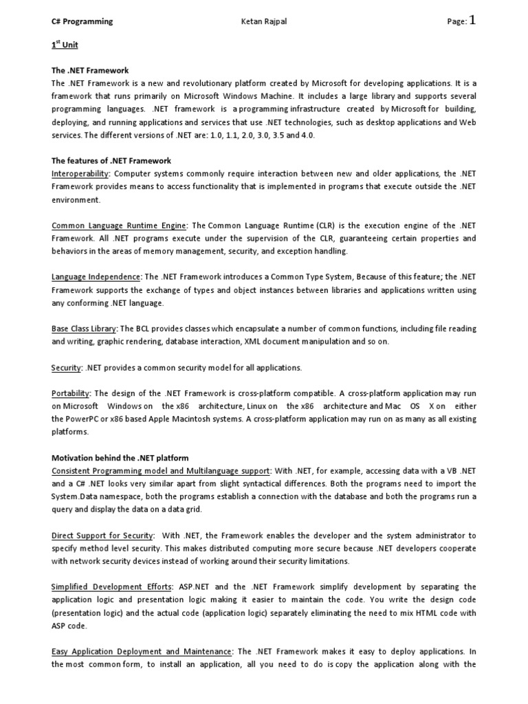 C# Programming Notes | PDF | Constructor (Object Oriented Programming ...