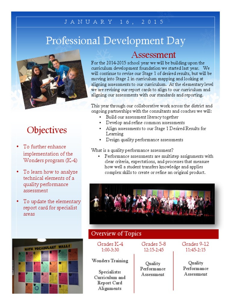 Professional Development Day Agenda | PDF | Educational Assessment ...