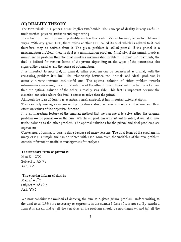 (C) Duality Theory | PDF | Mathematical Optimization | Linear Programming