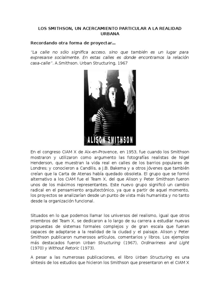 Los Smithson, Un Acercamiento A La Realidad Urbana | PDF | Realidad ...
