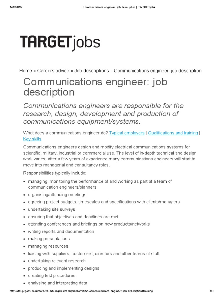 Communications Engineer_ Job Description _ TARGETjobs | Engineer ...