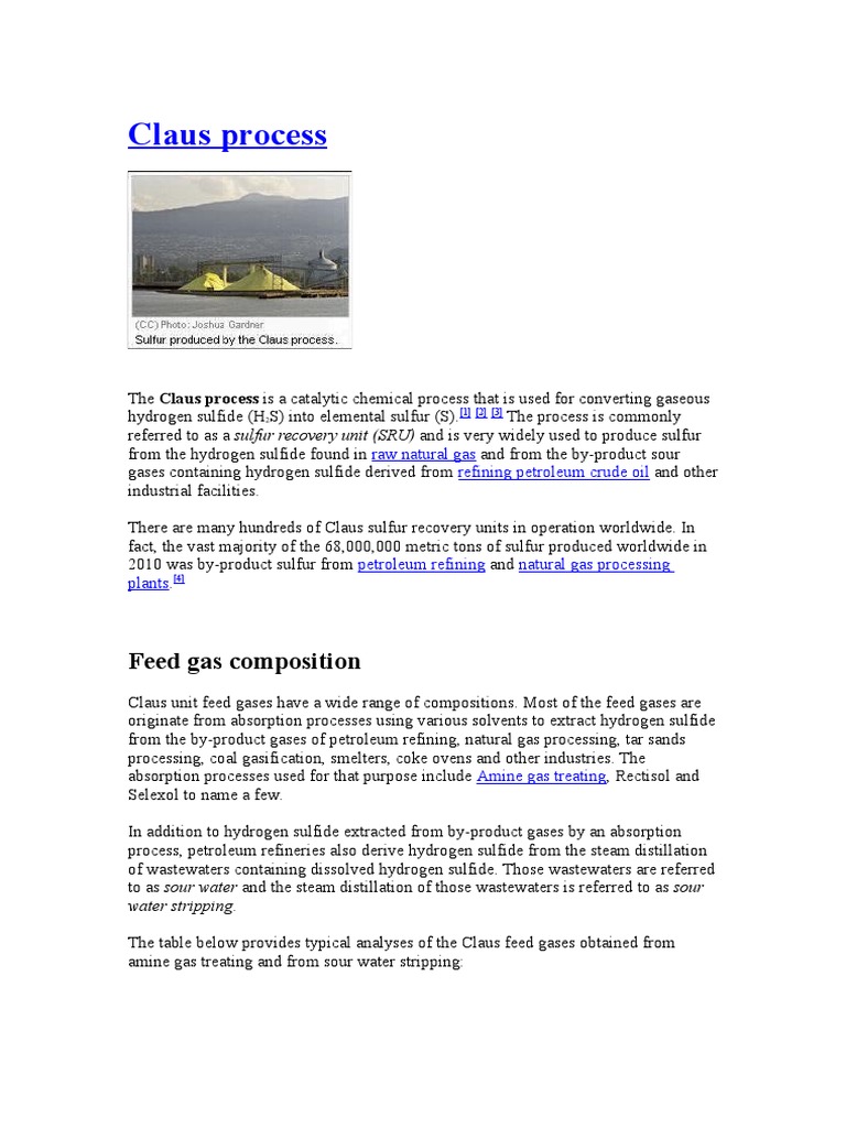 Claus Process | PDF | Catalysis | Oil Refinery