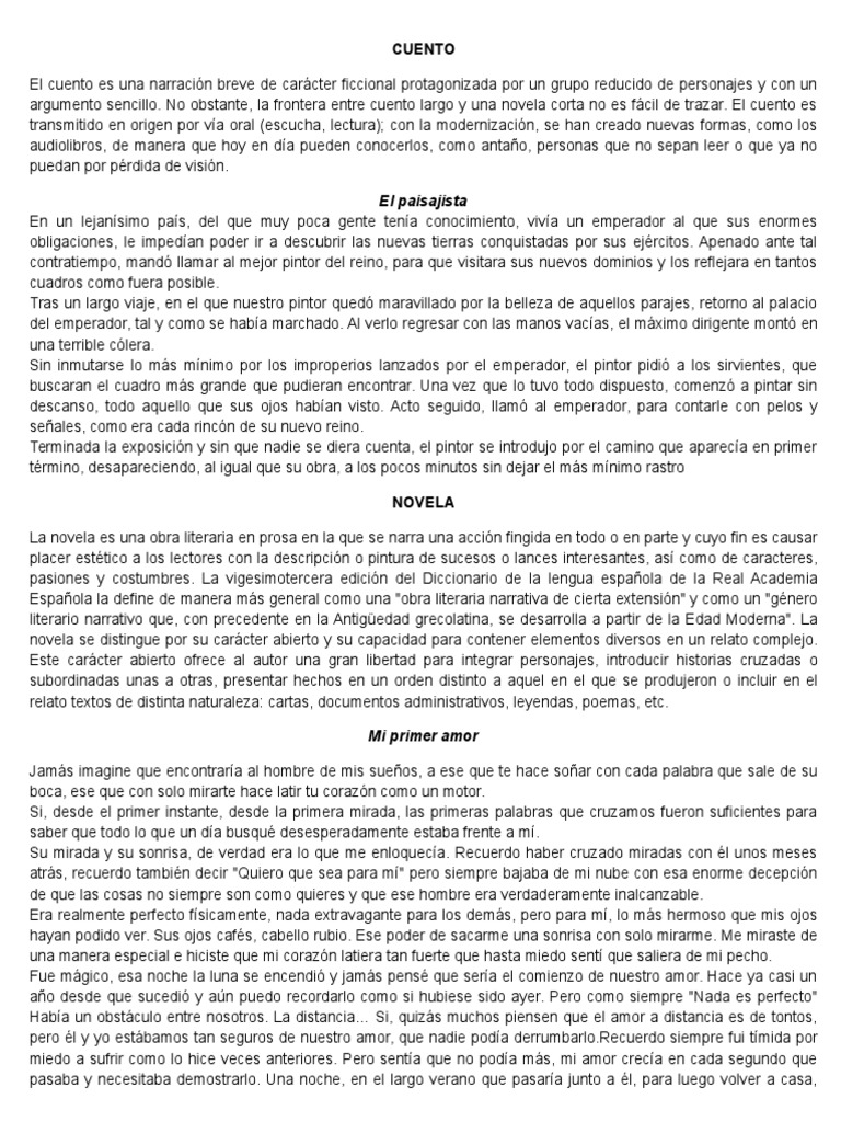 Cuento, Novela y Obra Dramática | PDF | Novelas | Amor