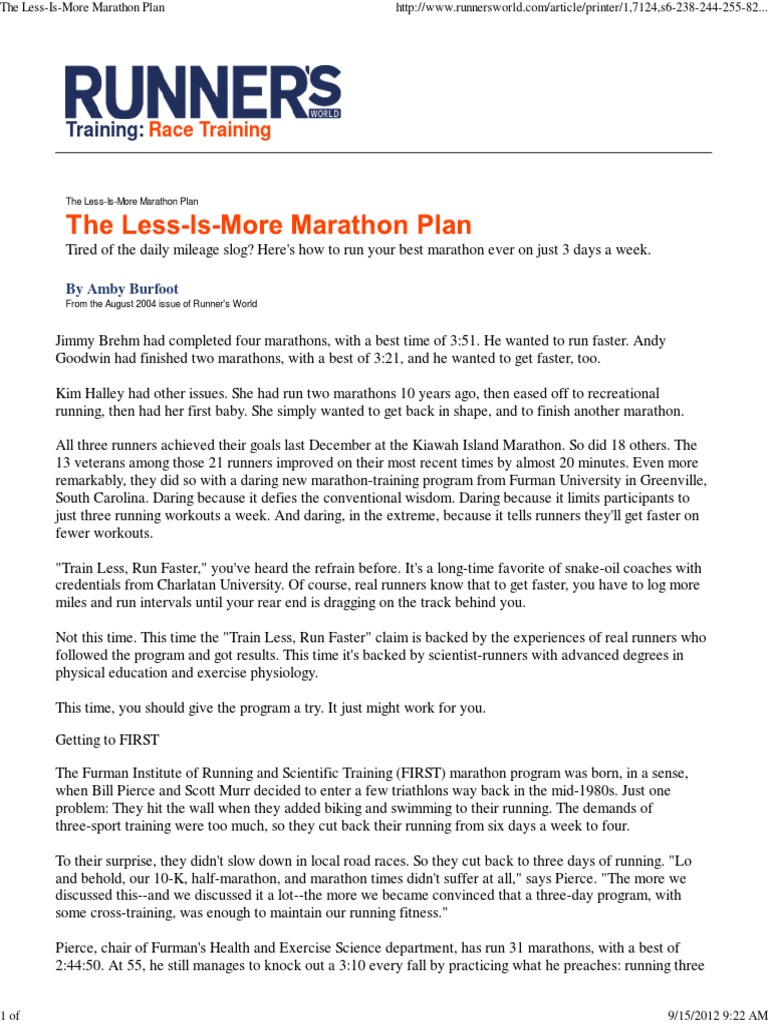 The Less-Is-More Marathon Plan | PDF | Marathon | Triathlon