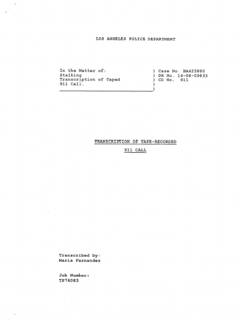 Sandra Bullock Police Call | PDF