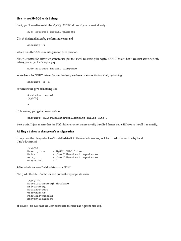How To Use MySQL With Erlang | PDF | My Sql | Data Management Software